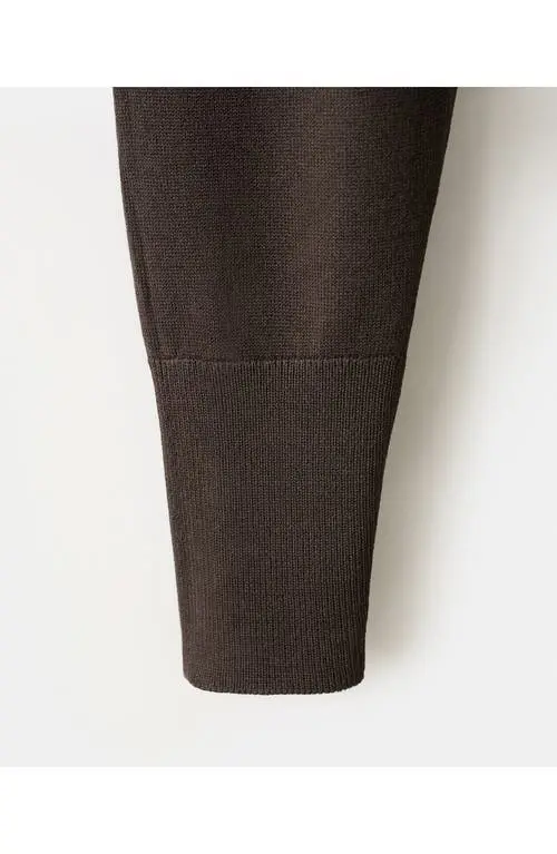 Mango Fine Knit Blouson Sweater Midi Dress