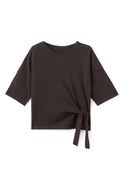 Mango Bow Short Sleeve Sweater - Chocolate