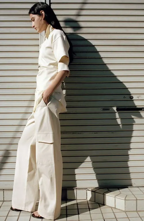 Mango Straight Leg Stretch Cotton Cargo Trousers