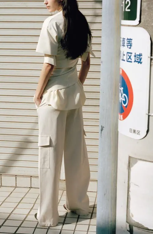 Mango Straight Leg Stretch Cotton Cargo Trousers