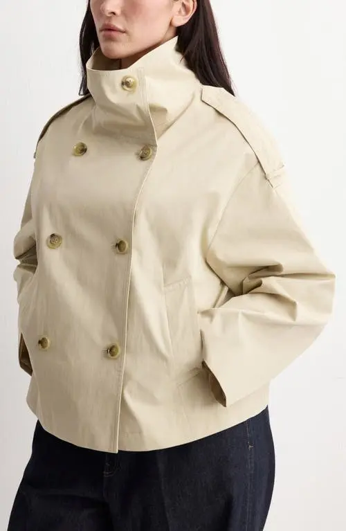Mango Cropped Trench Jacket - Beige