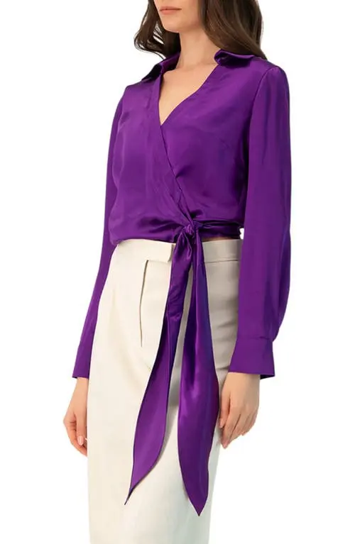 IVONNE Wrap Blouse With Tie Detail