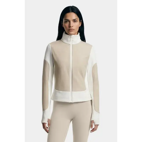 Rudsak Granada Zip-up Mixed Media Sweater Jacket - Vanilla