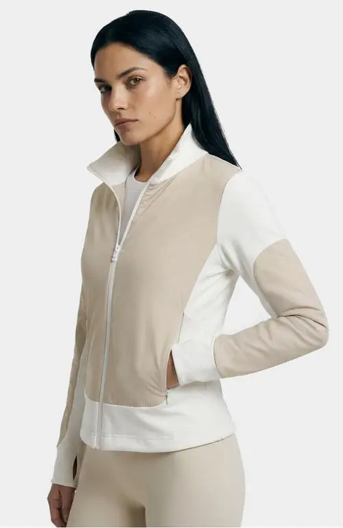 Rudsak Zip-up Mixed Media Sweater Jacket - Vanilla