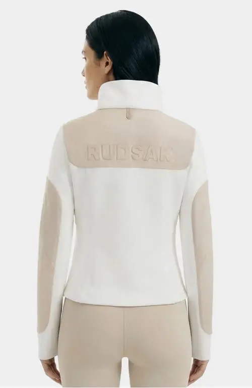 Rudsak Zip-up Mixed Media Sweater Jacket - Vanilla