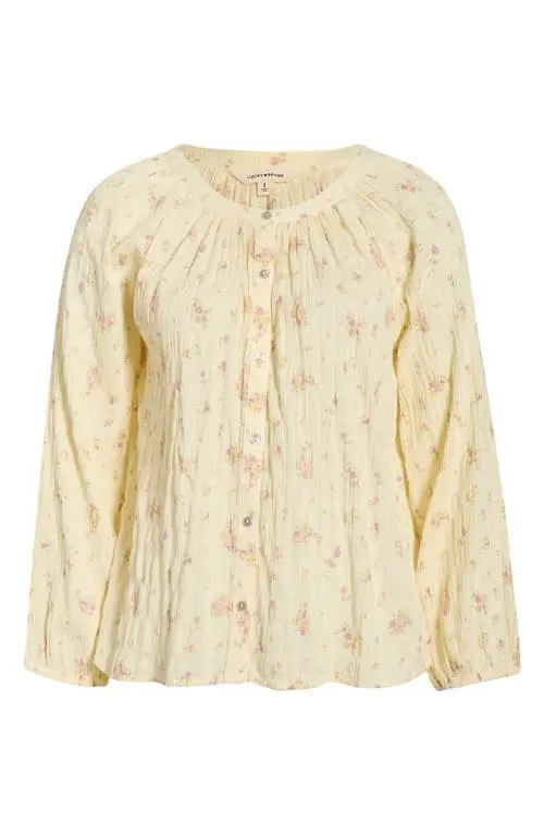 Lucky Brand Floral Button-up Top - Yellow Floral