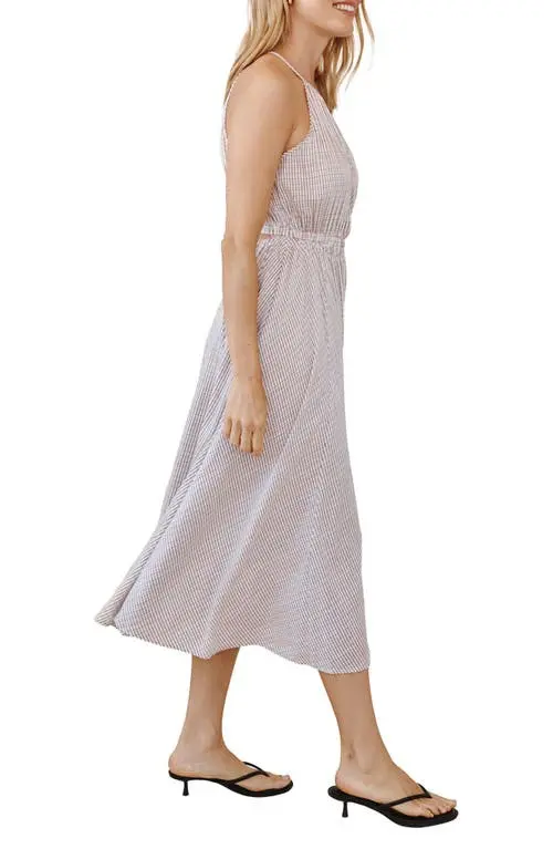 Bella Dahl Check Print Cutout Halter Midi Dress