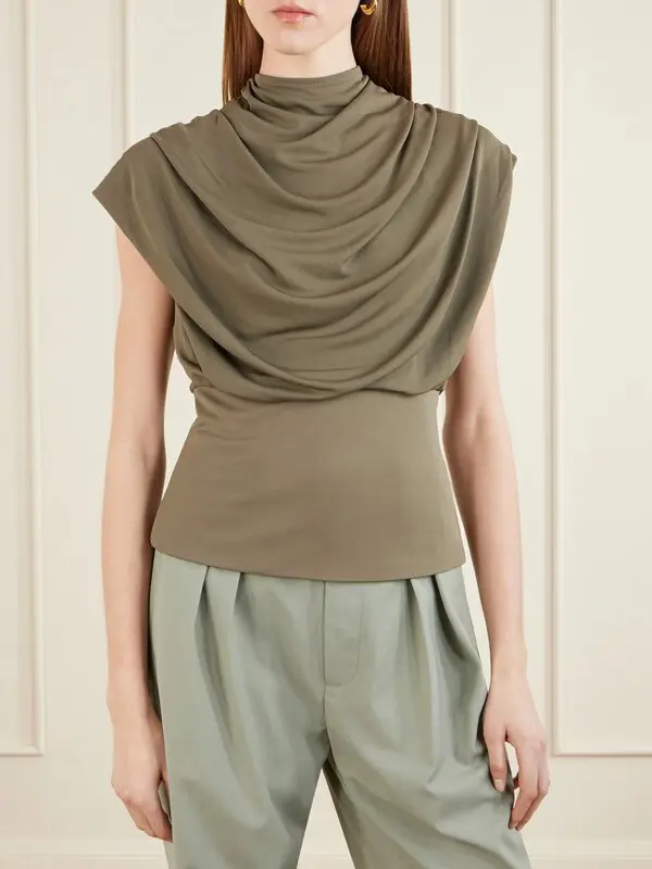 KALLMEYER Jocelyn Gathered Draped Jersey Top
