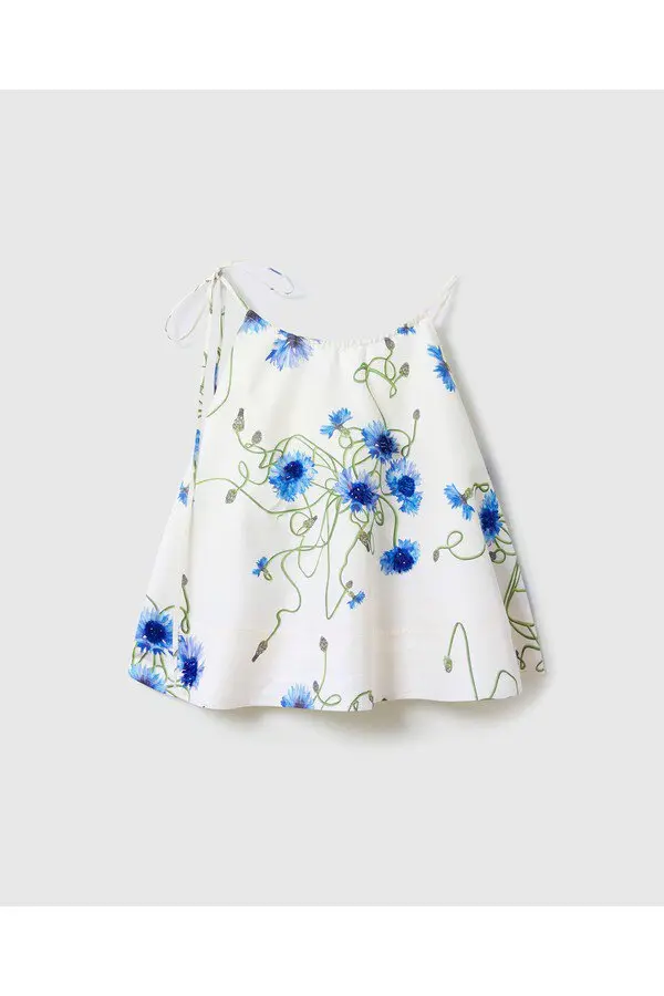 Stella McCartney Embroidered Cornflower Frill Top - Blue