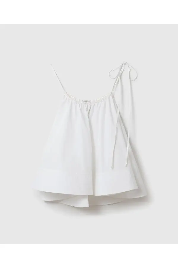 Stella McCartney Poplin Sleeveless Frill Top - White