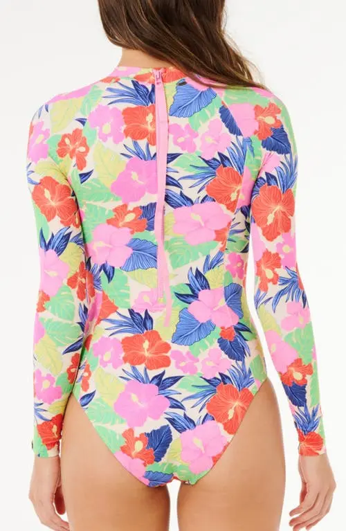 Rip Curl Party Wave Upf 50+ One-piece Rashguard Swimsuit