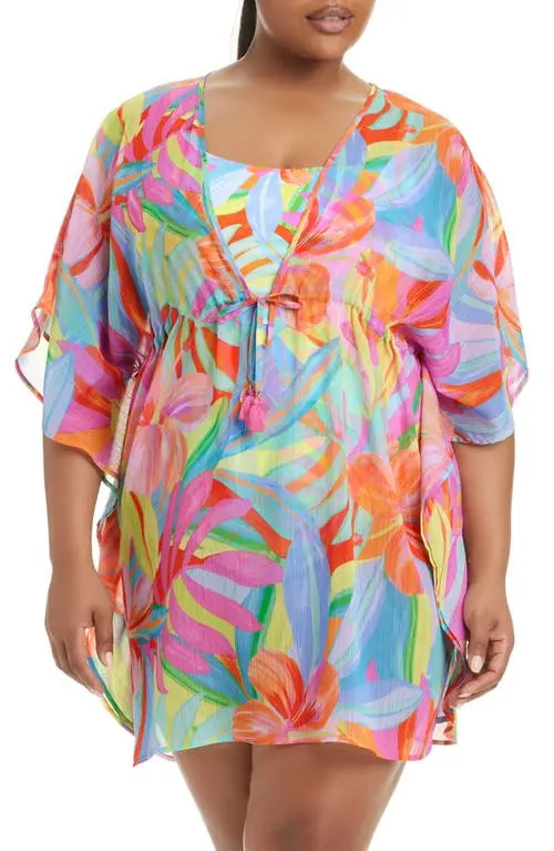 ROD BEATTIE Semisheer Cover-up Caftan - Blue Multi