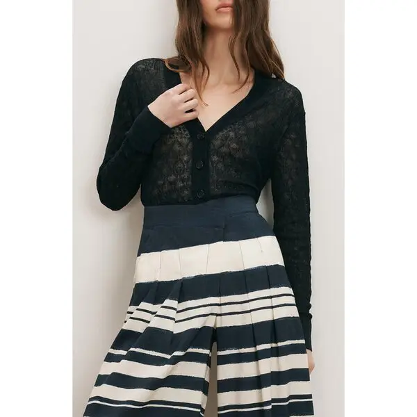 Veronica Beard Ingraham Semi Sheer Cardigan - Navy