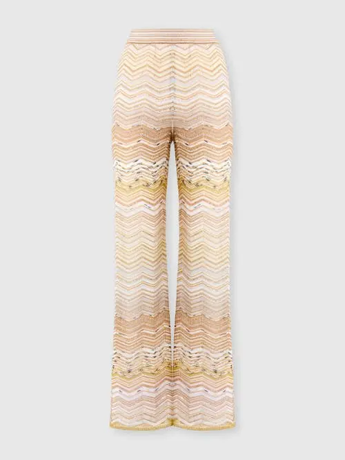 Missoni Wide-leg Trousers In Chevron Lamé With Sequins - Tan