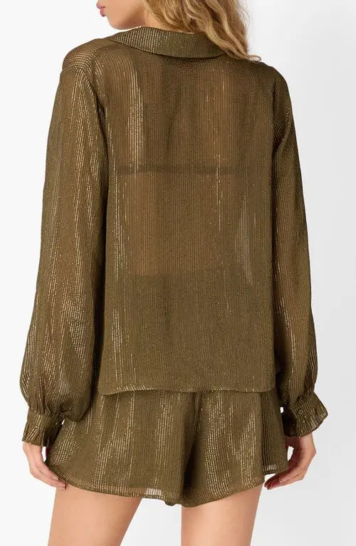 Cami Nyc Niecey Long Sleeve Metallic Chiffon Top