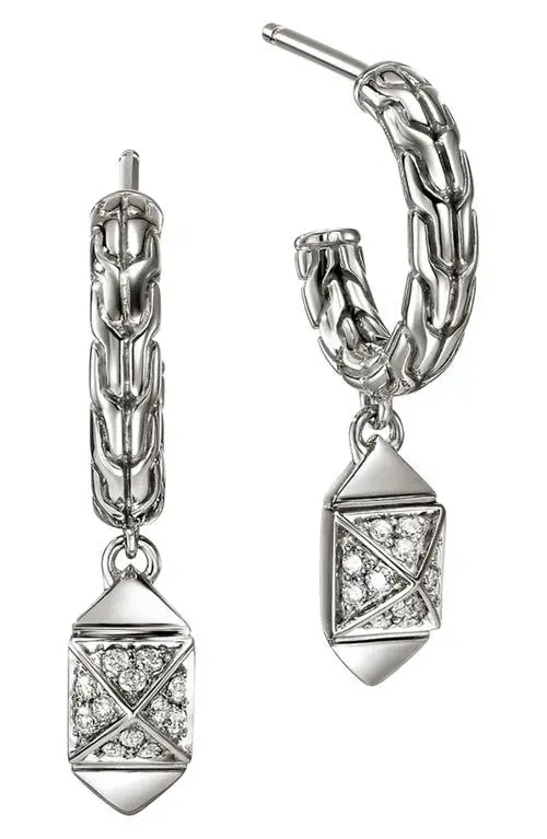 John Hardy Icon Stud Diamond Hoop Earrings - Silver