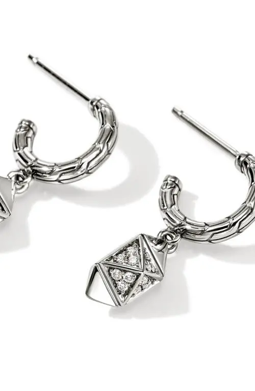 John Hardy Icon Stud Diamond Hoop Earrings - Silver