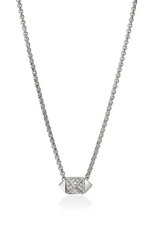 John Hardy Icon Stud Pavé Diamond Pendant Necklace - Silver