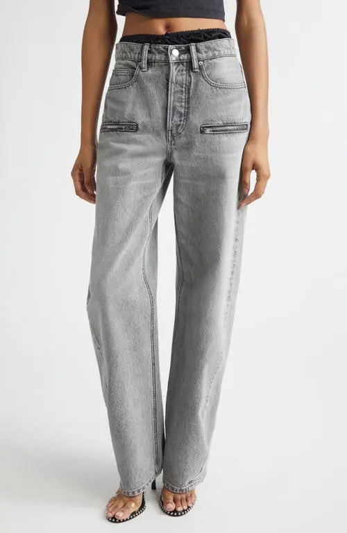 Alexander Wang Silk Prestyle Float Barrel Leg Jeans - Washed Grey