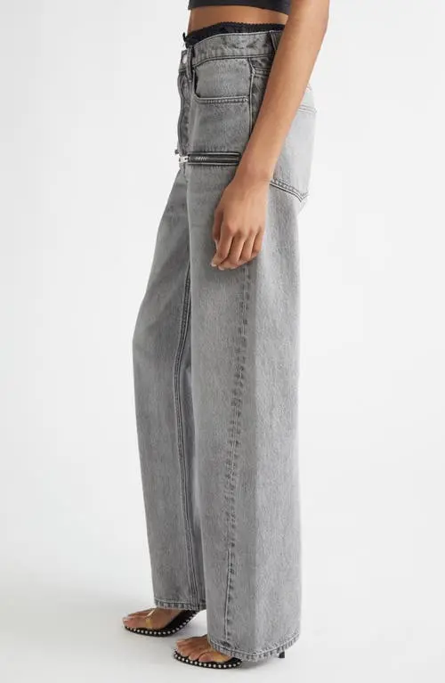 Alexander Wang Silk Prestyle Float Barrel Leg Jeans - Washed Grey