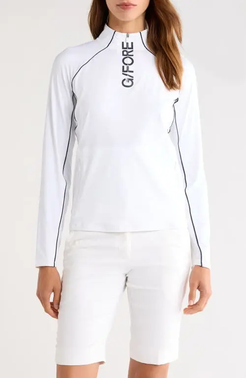 G/fore Contrast Mesh Silky Tech Quarter Zip Golf Top - Snow