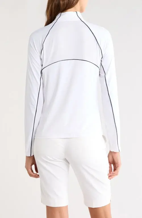 G/fore Contrast Mesh Silky Tech Quarter Zip Golf Top - Snow