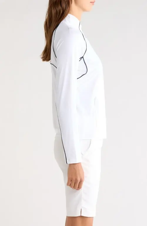 G/fore Contrast Mesh Silky Tech Quarter Zip Golf Top - Snow