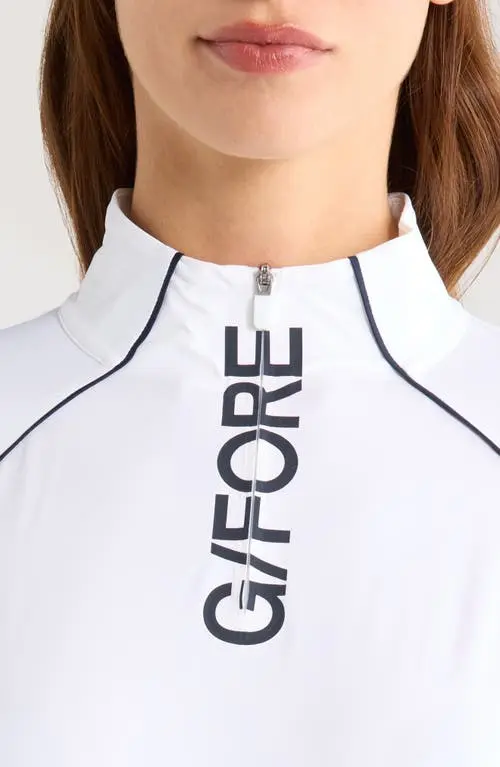 G/fore Contrast Mesh Silky Tech Quarter Zip Golf Top - Snow