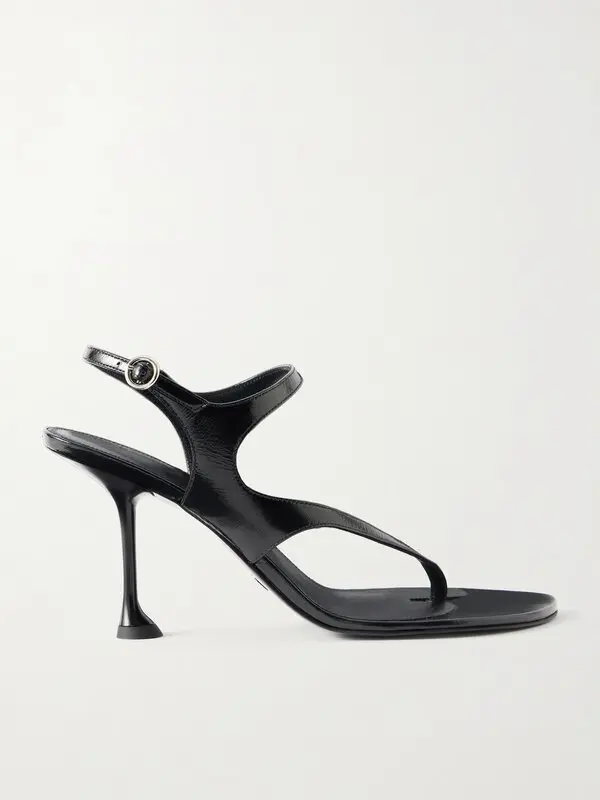 Proenza Schouler Tee Leather Kitten Heel Sandals - Black