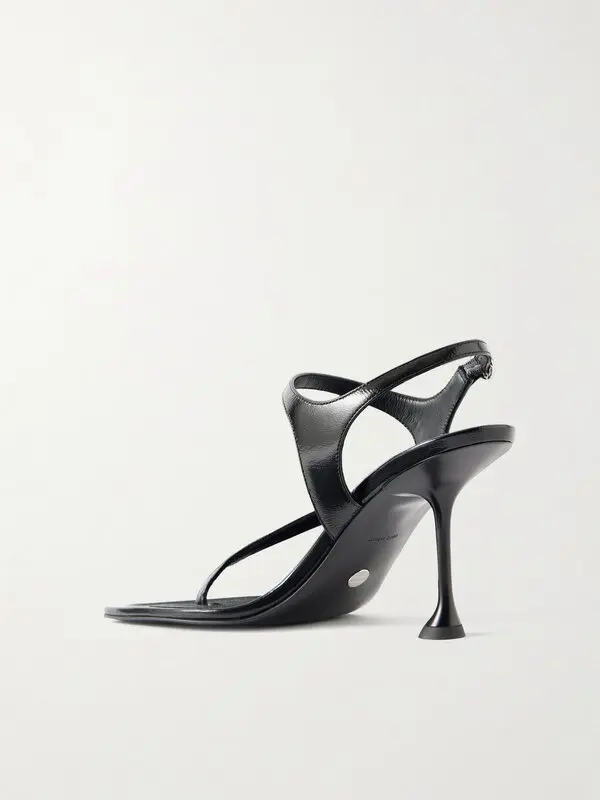 Proenza Schouler Tee Leather Kitten Heel Sandals - Black
