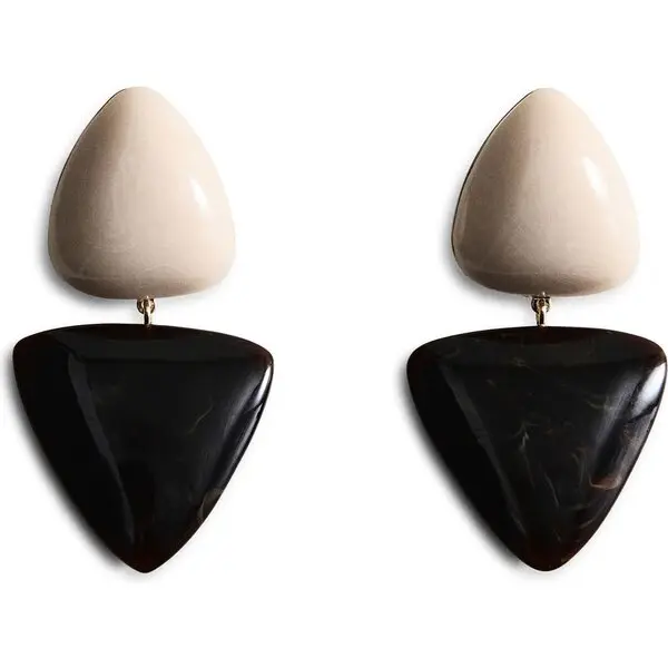 Mango Two Tone Drop Earrings - Black/white
