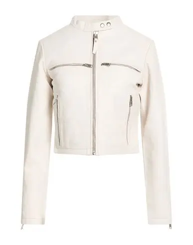 Bolongaro Trevor Simple Sheepskin Biker Jacket - White