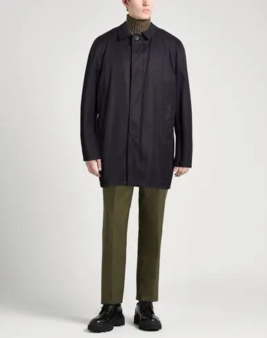 Herno Single-breasted Cotton Gabardine Coat - Navy