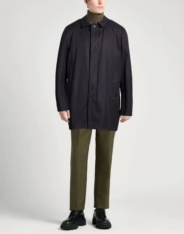 Herno Single-breasted Cotton Gabardine Coat - Navy