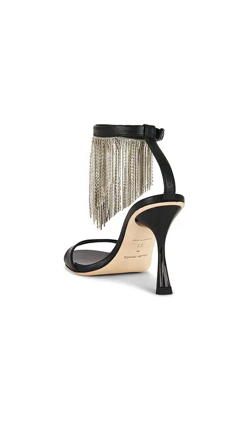 Studio Amelia Figaro 90 Sandal With Silver-tone Metal Fringe - Black