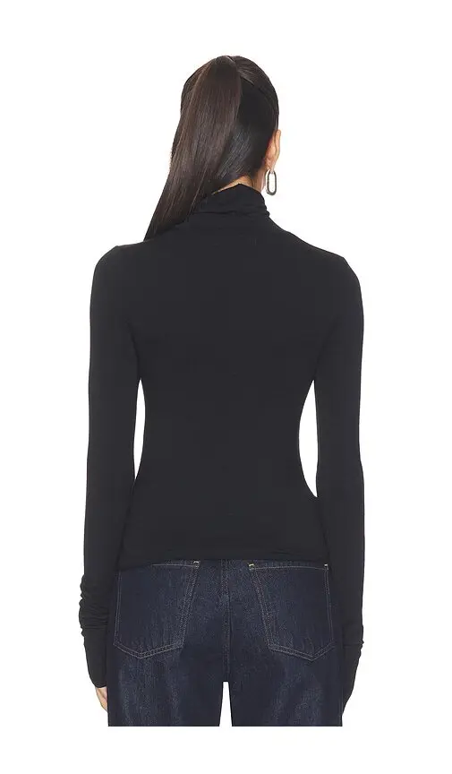 Eterne Fitted Turtleneck Top - Black