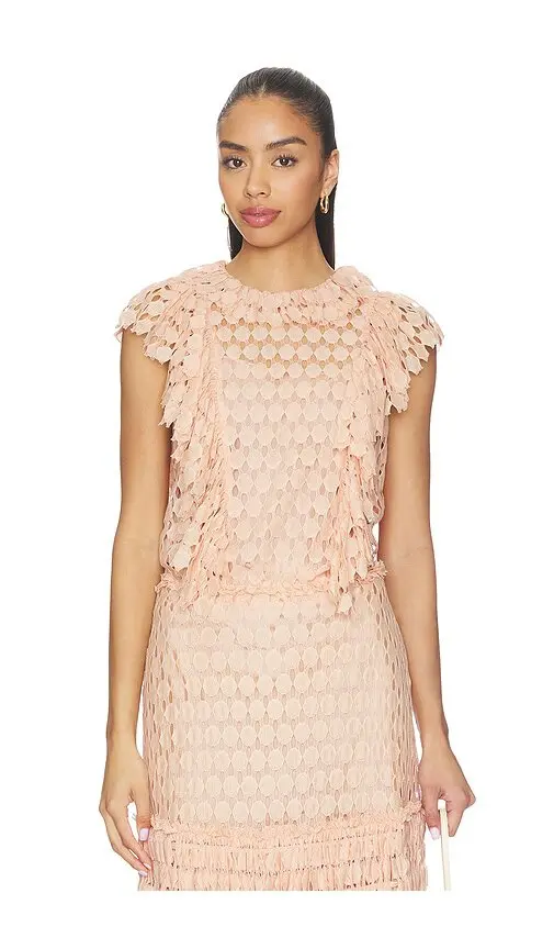 Ulla Johnson Daevy Lace Short Sleeve Top - Blush