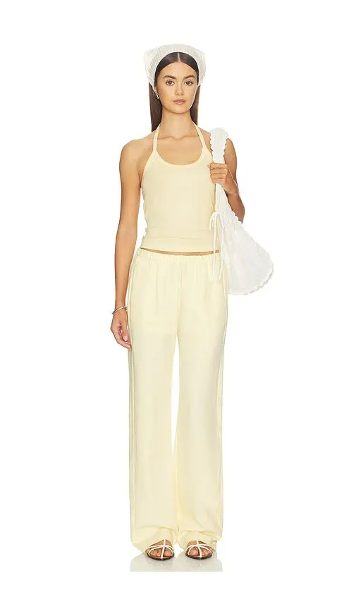 Enza Costa Cotton Rib Halter - Lemon