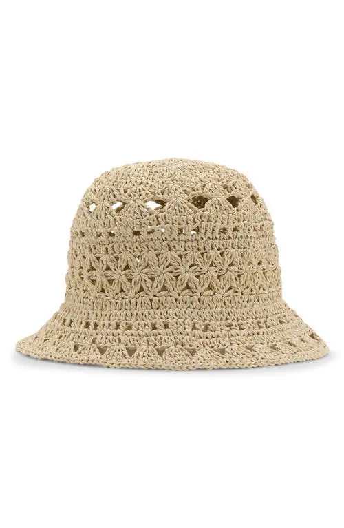 Mango Woven Straw Bucket Hat - Beige