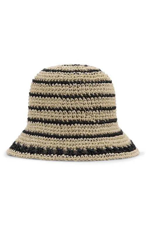 Mango Stripe Straw Bucket Hat - Black