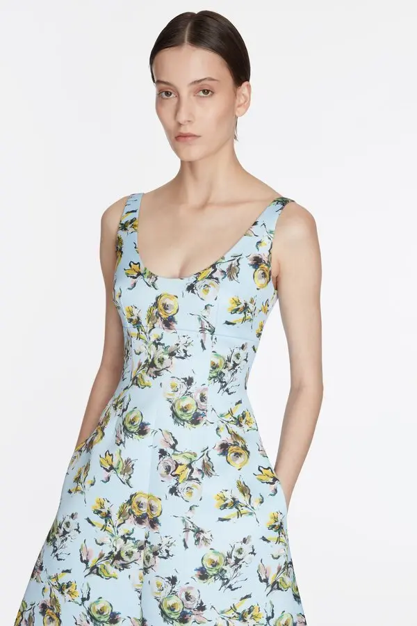 EMILIA WICKSTEAD Abella Dress In & Green Floral Print Genzianella - Yellow