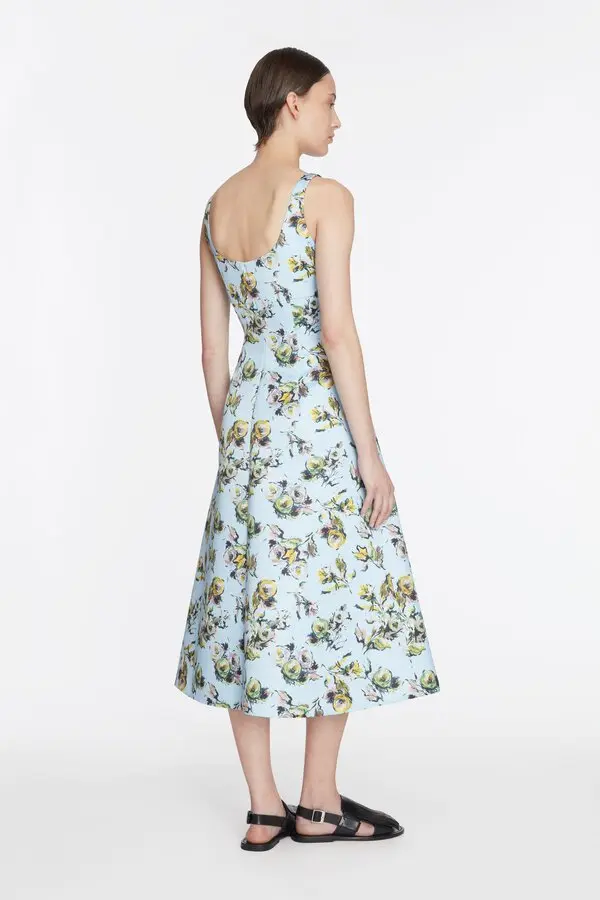 EMILIA WICKSTEAD Abella Dress In & Green Floral Print Genzianella - Yellow