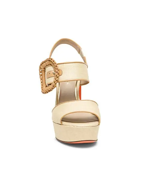 Santoni Leather High-heel Sandal - Natural