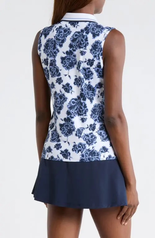 G/fore Floral Sleeveless Tech Golf Polo - Willow