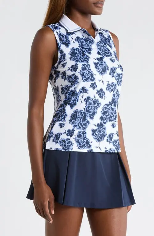 G/fore Floral Sleeveless Tech Golf Polo - Willow