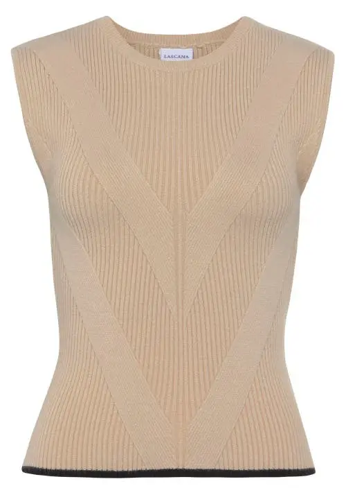 LASCANA Knit Pattern Sweater Vest With V-shaped Detail