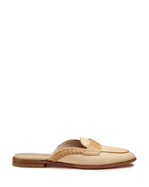 Santoni Leather And Raffia Mule - Natural