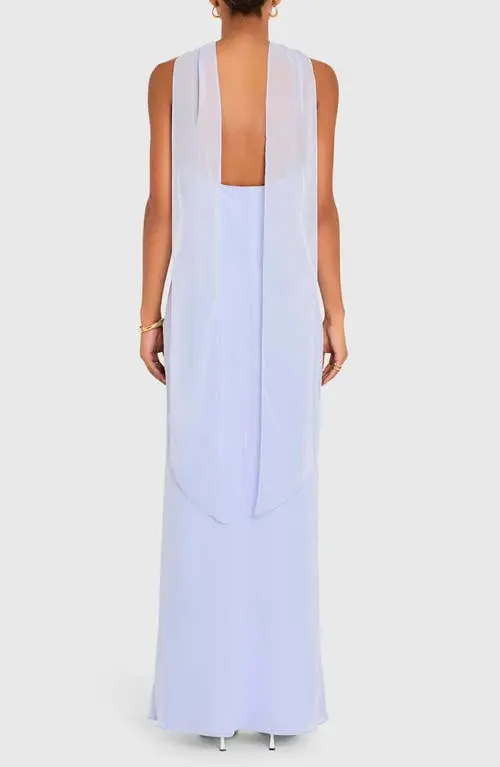 Amanda Uprichard Ashton Halter Neck Chiffon Gown - Arctic