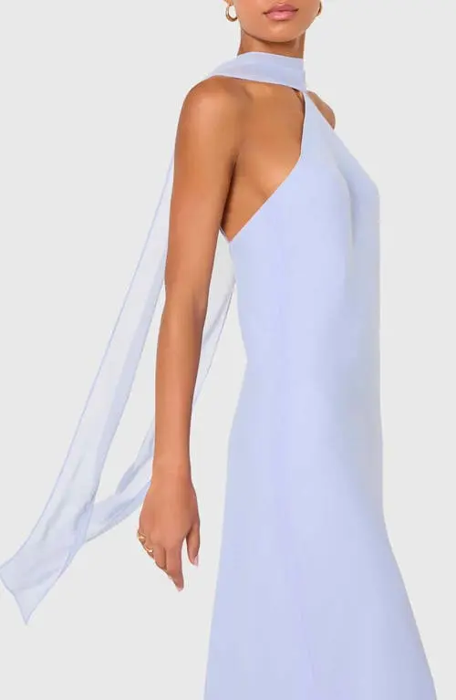 Amanda Uprichard Ashton Halter Neck Chiffon Gown - Arctic