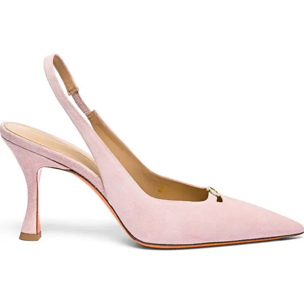 Santoni Suede Slingback Heels - Pink